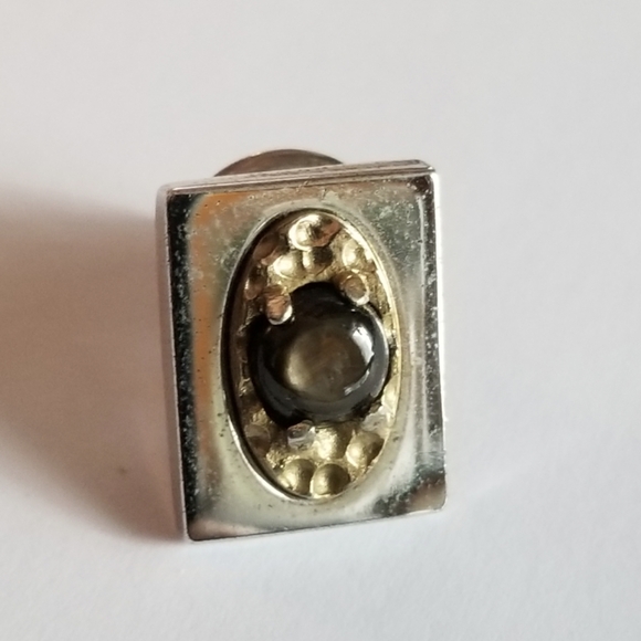 Vintage | Jewelry | Vintage Lapel Pin Silver Tone Grey Cabochon Tie ...